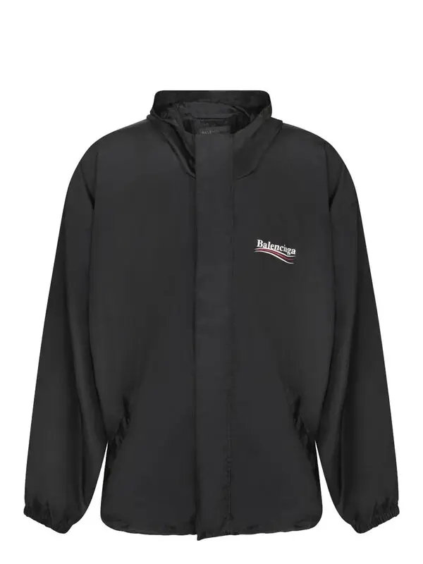 Balenciaga Waterproof Jacket With Logo - Black
