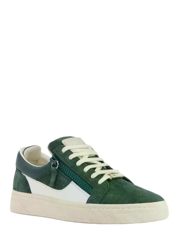 GIUSEPPE ZANOTTI Frankie Zip-detail Suede Trainers - Green