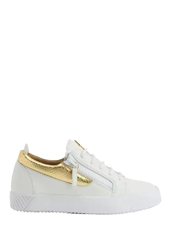 GIUSEPPE ZANOTTI Gail Snakeskin-panel Zip-detail Sneakers - Gold