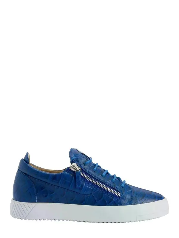 GIUSEPPE ZANOTTI Frankie Crocodile-effect Sneakers - Blue