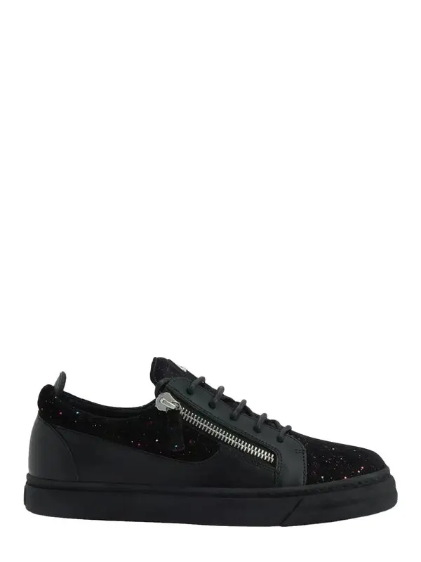 GIUSEPPE ZANOTTI Zip-detail Glitter Low-top Sneakers - Black