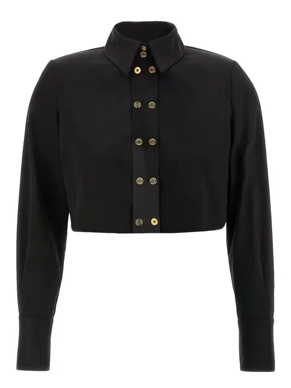 Elisabetta Franchi Padded-shoulder Button-front Shirt - Black