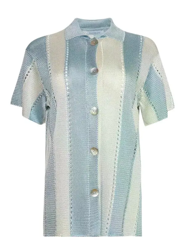 Calle Del Mar Striped Knit Shirt - Blue