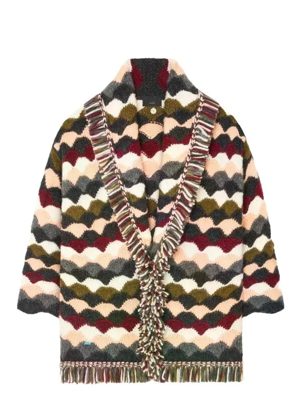 Alanui Wave Pattern Fringed Cardigan - Green