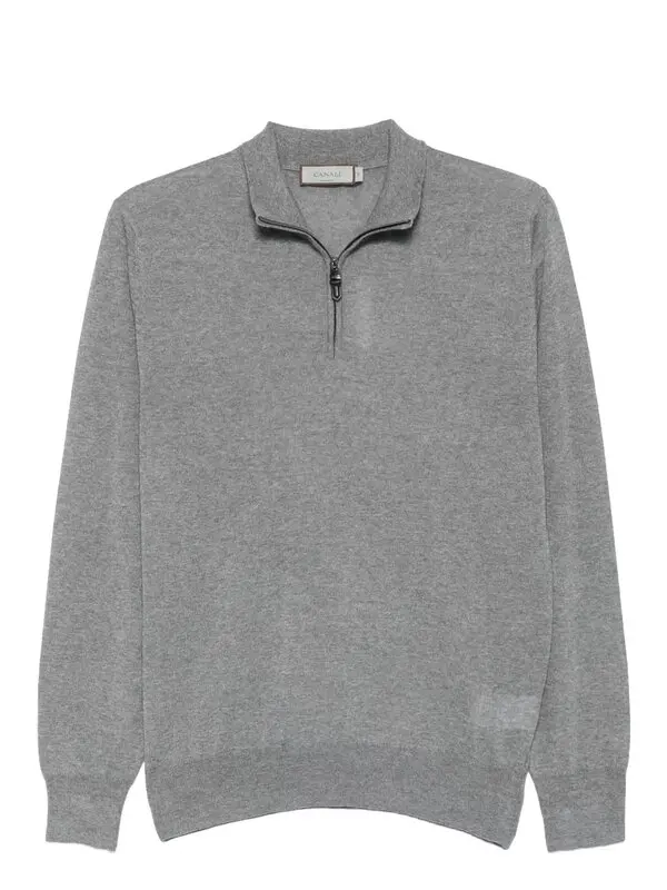 Canali Half-zip Wool Sweater - Grey