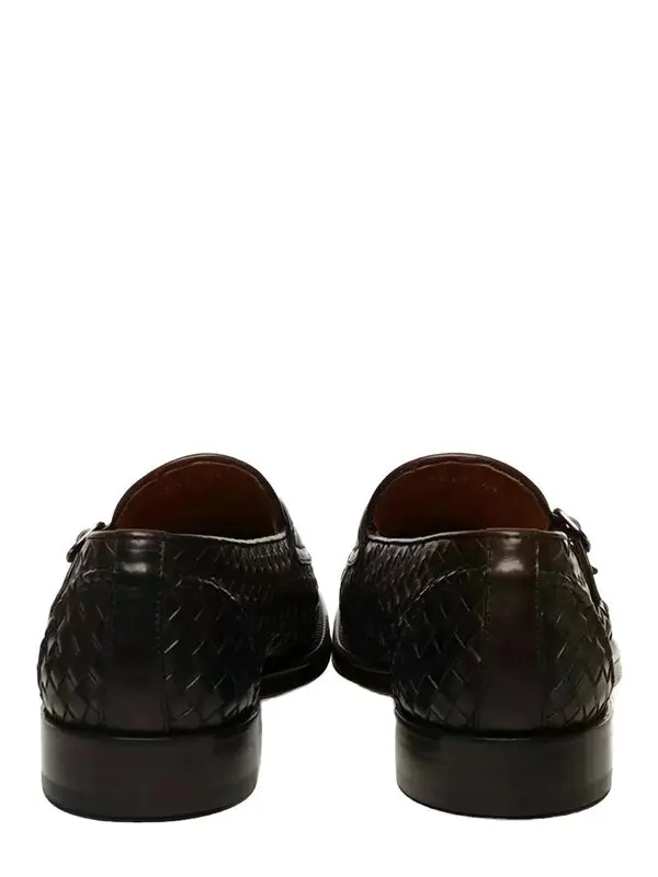 DOUCAL'S Woven Leather Monk Shoes - Brown