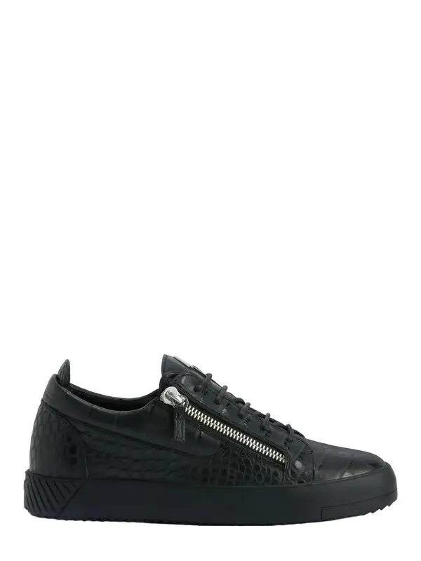 GIUSEPPE ZANOTTI Frankie Crocodile-effect Trainers - Black