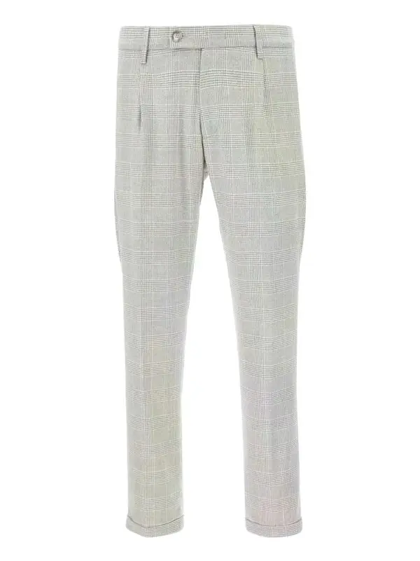 RE-HASH Check-pattern Pleat-detailed Trousers - Grey