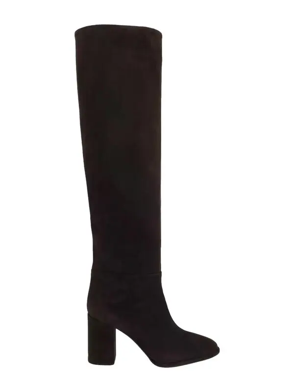 LE SILLA Suede Knee-high Boots With Block Heel - Brown