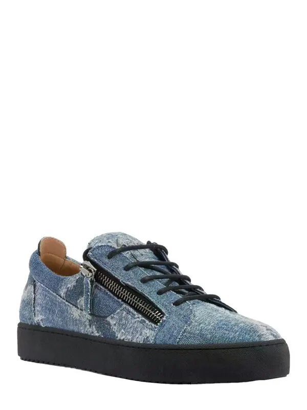 GIUSEPPE ZANOTTI Frankie Distressed Sneakers - Blue