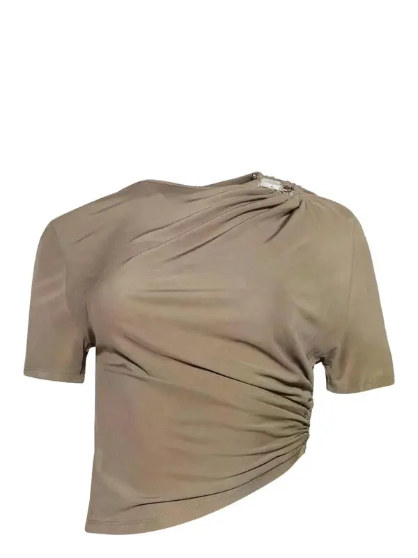 Christopher Esber Ruched Ring-detail Tee - Neutrals