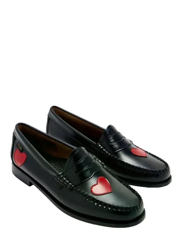 G.H.BASS Heart-embellishment Loafers - Black