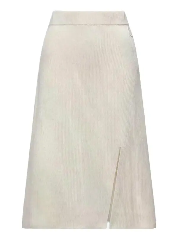 Moncler Ribbed Knit Side-split Midi Skirt - White