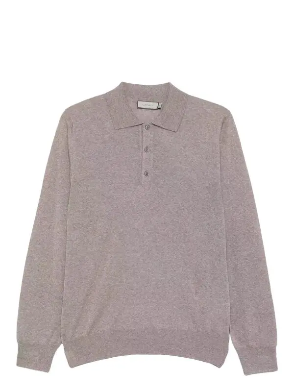 Canali Knited Long-sleeved Polo Shirt - Brown