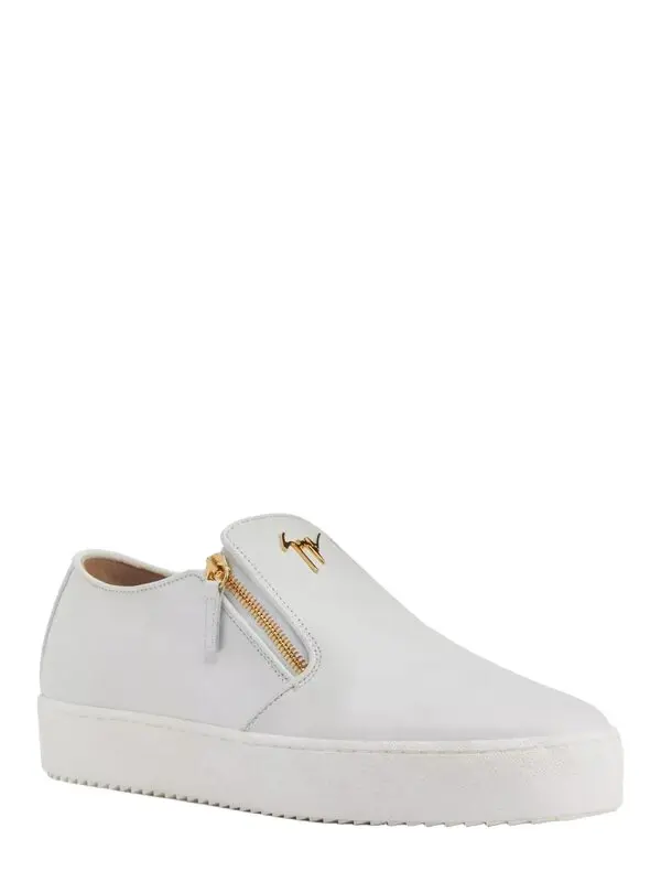 GIUSEPPE ZANOTTI Leather Slip-ons With Zip Detail - White