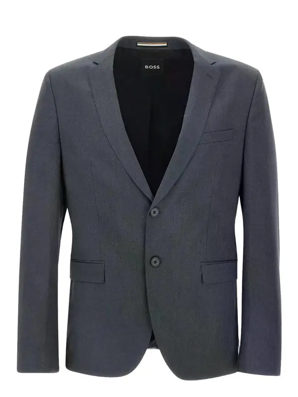 BOSS Peak-lapel Wool Blazer - Grey
