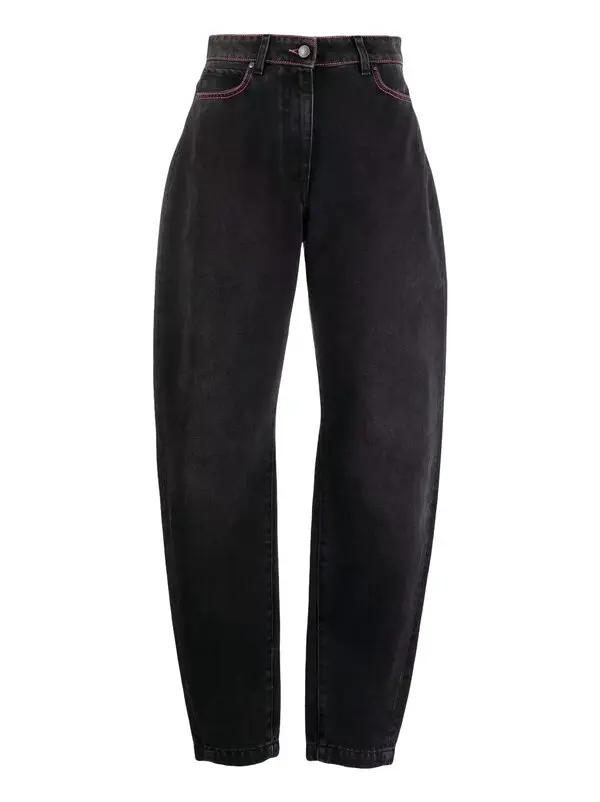 MSGM Barrel-leg High-waisted Jeans - Grey