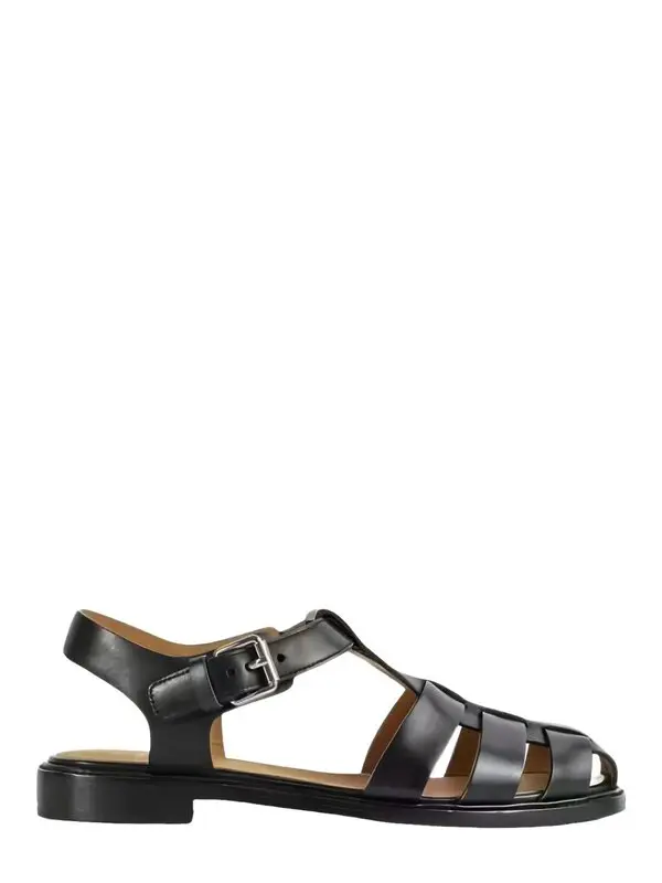 Church's Leather Lattice Flat Sandals - Black