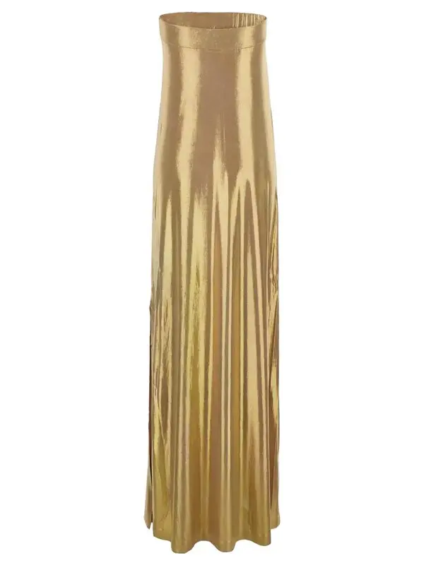 Norma Kamali Metallic Side-slit Gown - Gold