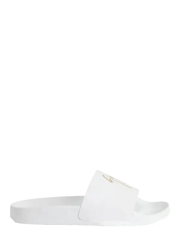GIUSEPPE ZANOTTI Brett Leather Logo Slides - White