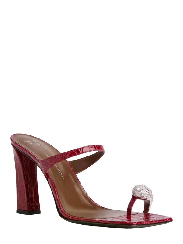 GIUSEPPE ZANOTTI 90mm Iconic Ring Crocodile-effect Sandals - Red