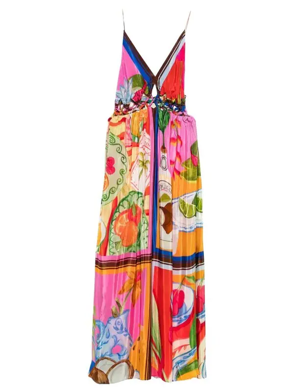 Farm Rio Macrame-yoke Maxi Dress - Pink