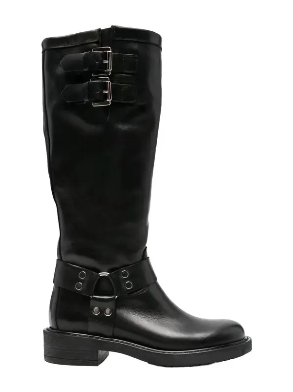 METISSE 40mm Buckle-strap Leather Boots - Black