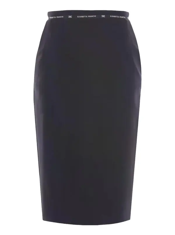 Elisabetta Franchi Logo-ribbon Midi Skirt - Black