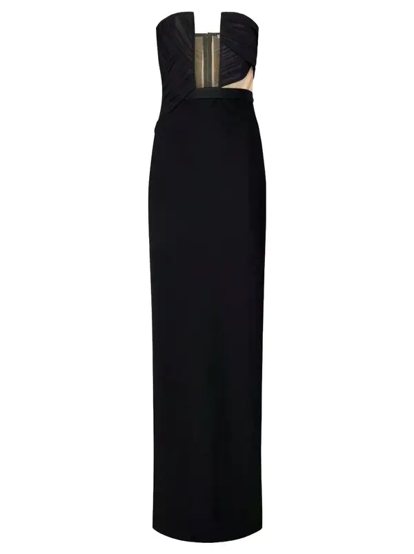 NENSI DOJAKA Plissé-detail Cut-out Maxi Dress - Black