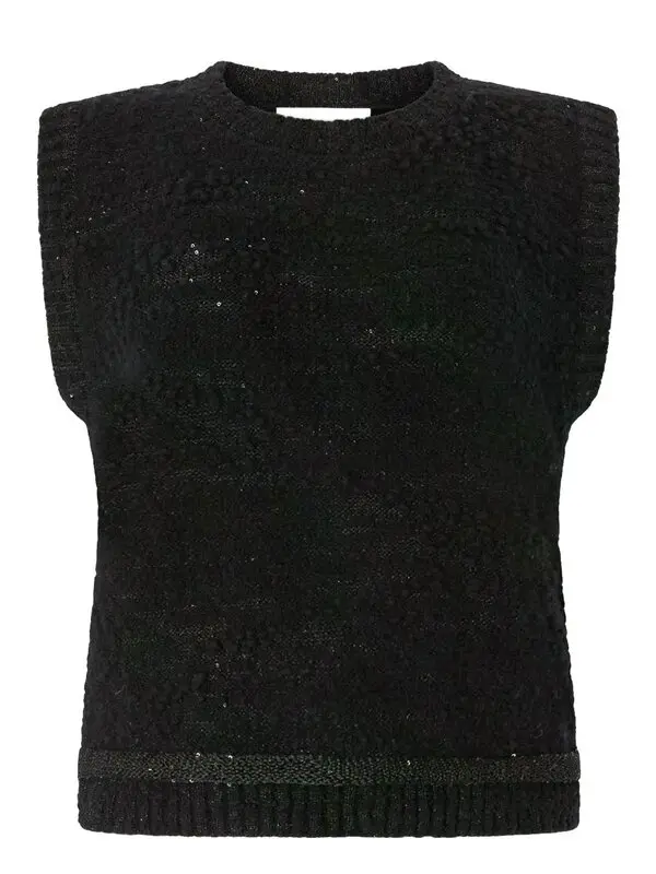 GENNY Sequin-embellished Vest - Black