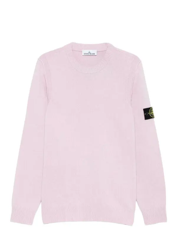 Stone Island Logo-patch Crew-neck Sweater - Pink