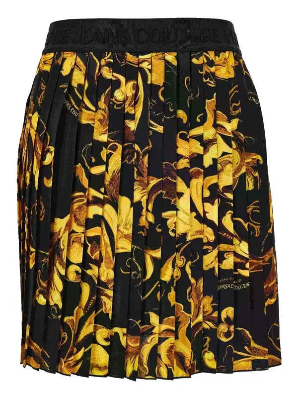 Versace Baroque-print Pleated Mini Skirt - Black
