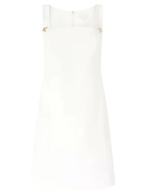 GENNY Square-neck Embellished Dress - White