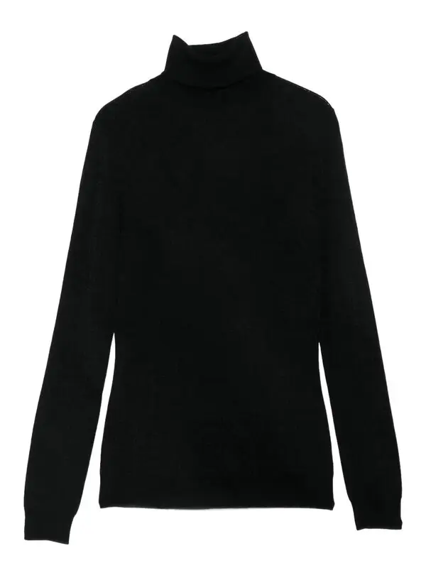 Elisabetta Franchi Turtleneck Ribbed Top - Black