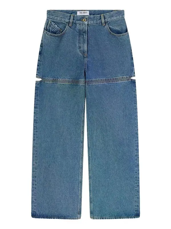 Attico Cut-out Wide Leg Jeans - Blue