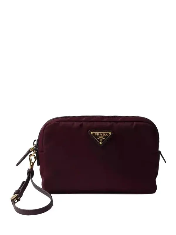 Prada Triangle-logo Makeup Bag - Brown