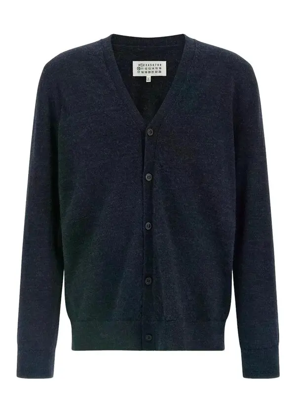 MAISON MARGIELA Elbow-patch V-neck Cardigan - Blue