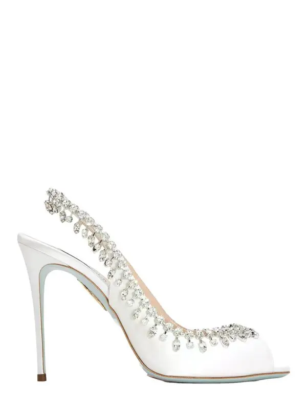 AQUAZZURA 105mm Temptation Crystal-embellished Slingback Sandals - White