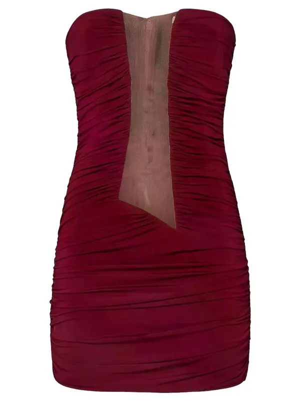 NENSI DOJAKA Draped Mesh-panel Mini Dress - Red
