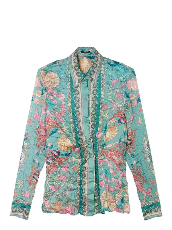 Versace Underwater Barocco Draped Shirt - Green