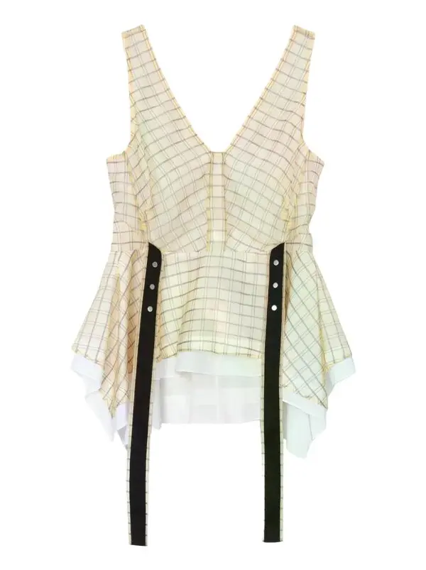 3.1 Phillip Lim Checked Peplum Top - Neutrals
