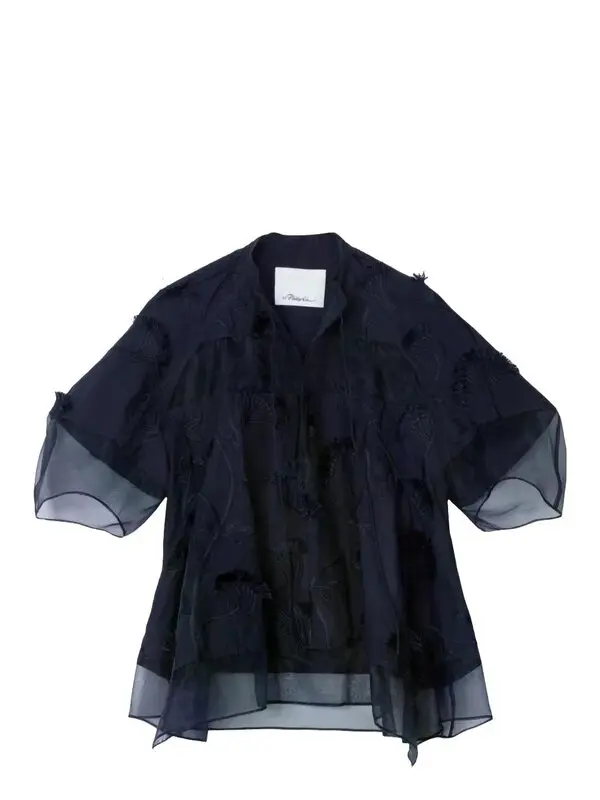 3.1 Phillip Lim Embroidered Ruffled Blouse - Blue