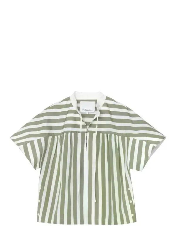 3.1 Phillip Lim Striped Tie-neck Top - Green