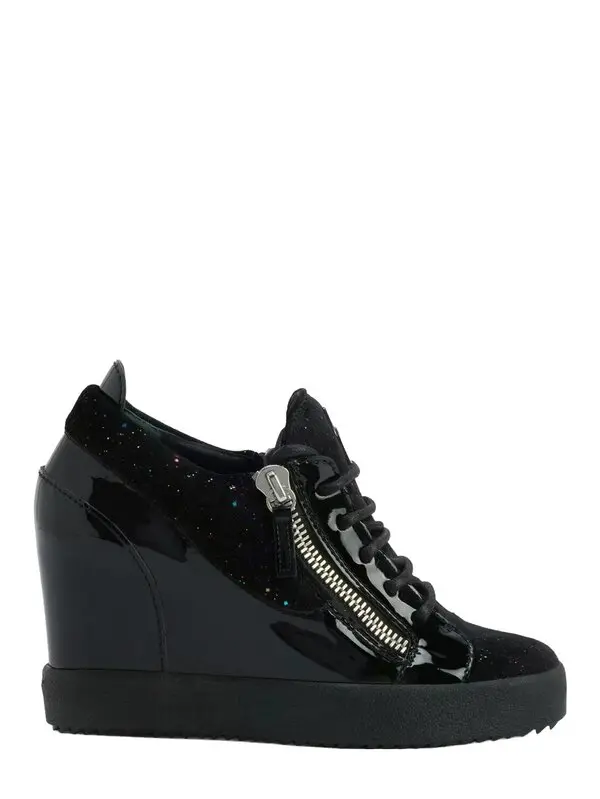 GIUSEPPE ZANOTTI Glitter-panel Wedge Sneakers - Black