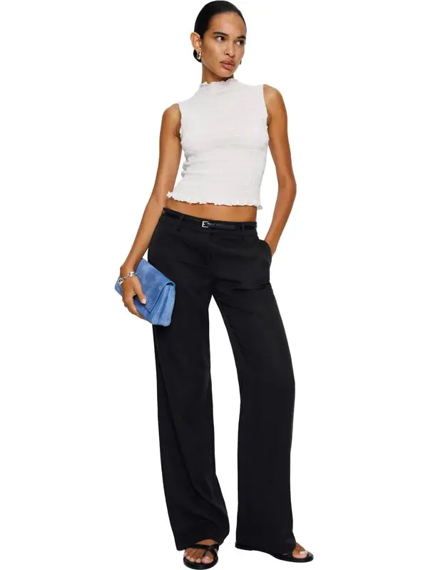 REFORMATION Gisele Low Rise Straight Leg Pant - Black