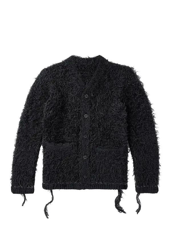 Sacai Brushed-knit Distressed Cardigan - Black