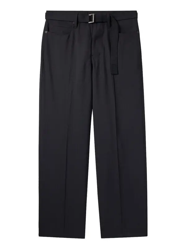 Sacai Straight-leg Grain De Poudre Trousers - Black