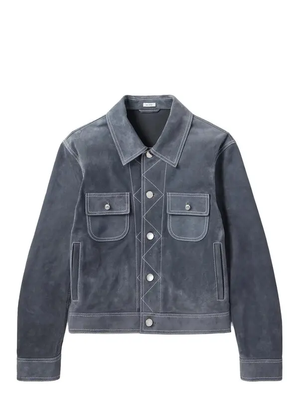 Thom Browne Cropped Suede Jacket - Gray