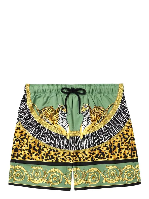 Versace Straight-leg Printed Swim Shorts - Green