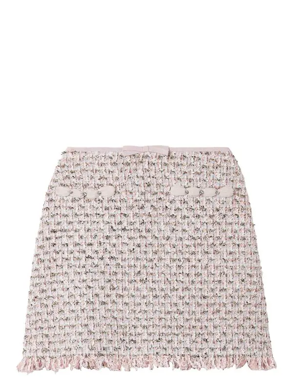 Valentino Garavani Embellished Metallic Tweed Mini Skirt - Pink